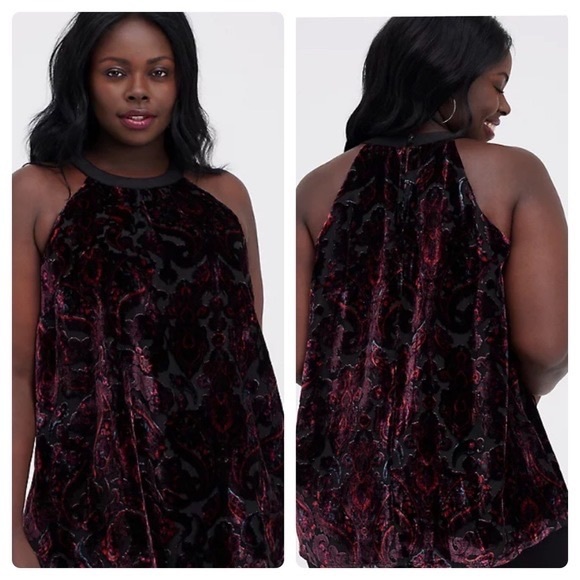 torrid | Tops | Like New Torrid Halter Tunic Tank Burnout Velvet ...
